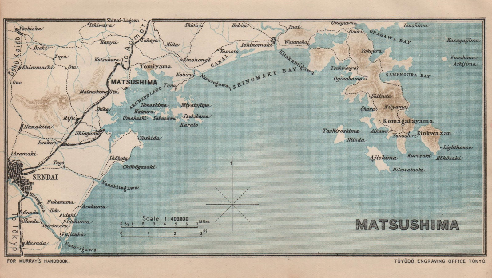 JAPAN. Matsushima 1907 old antique vintage map plan chart ...