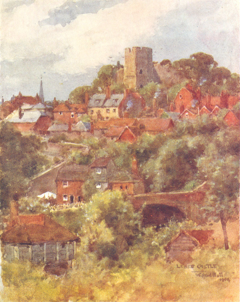 SUSSEX. Lewes Castle 1906 old antique vintage print picture ...