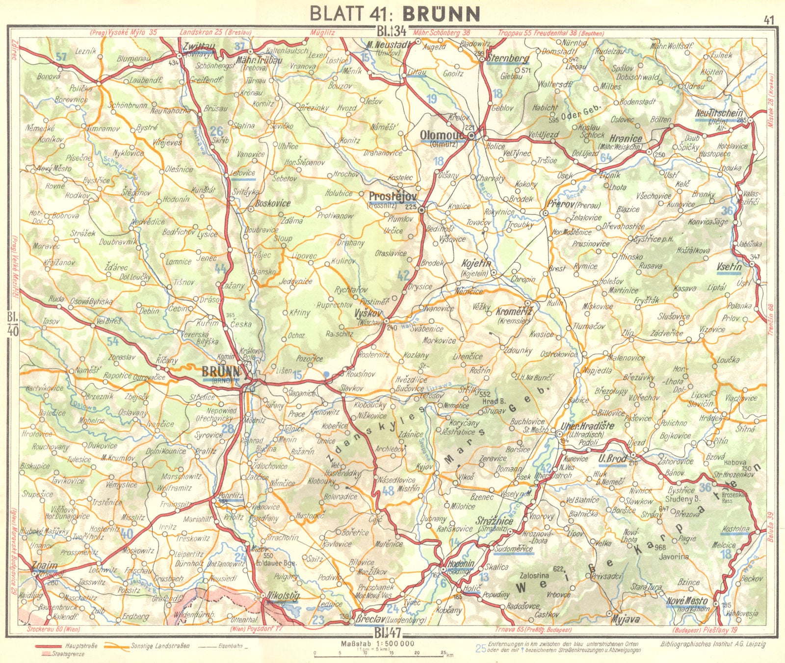 GERMANY. Brunn 1936 old vintage map plan chart – Antiquemapsandprints.com
