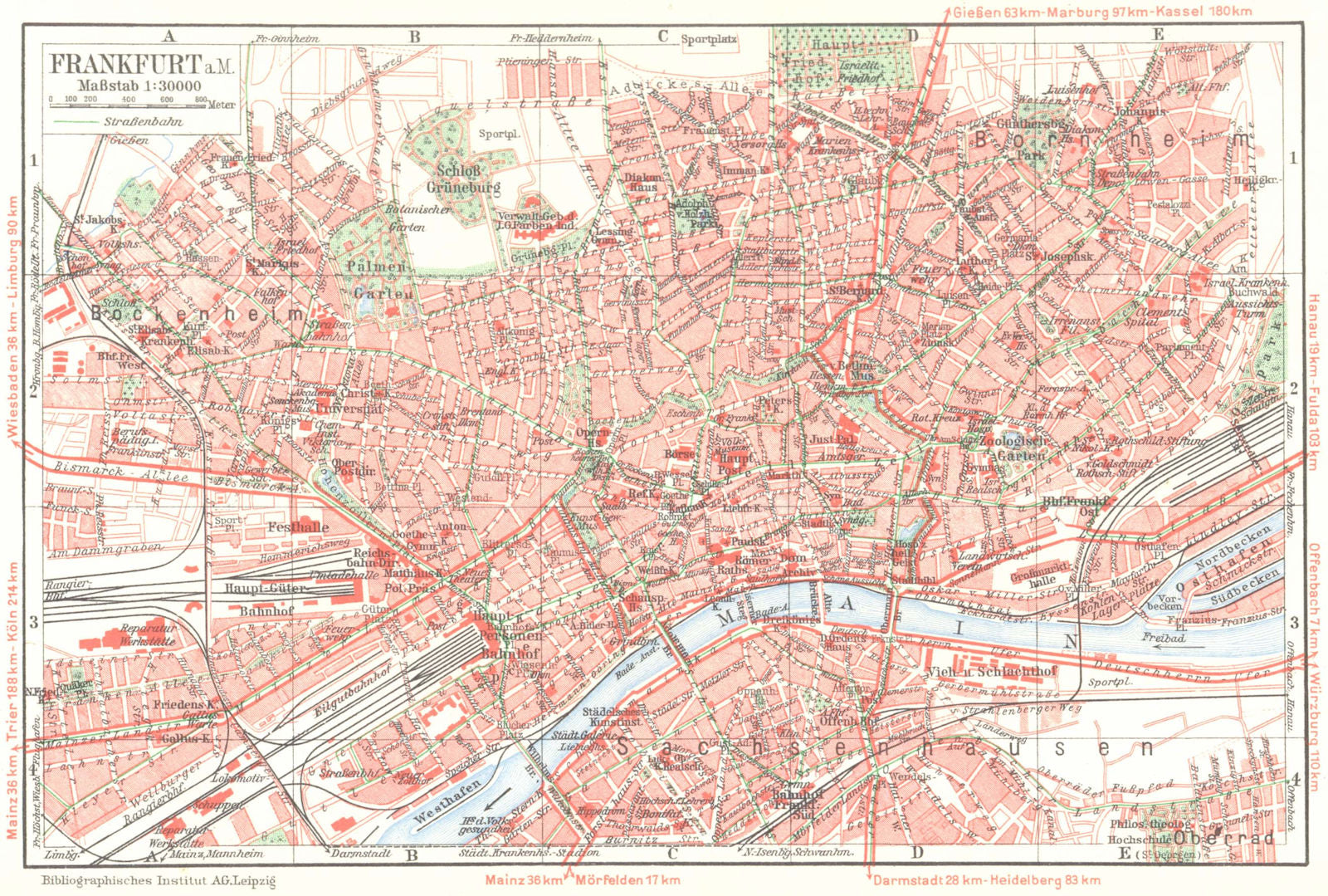GERMANY. Frankfurt a 1936 old vintage map plan chart ...
