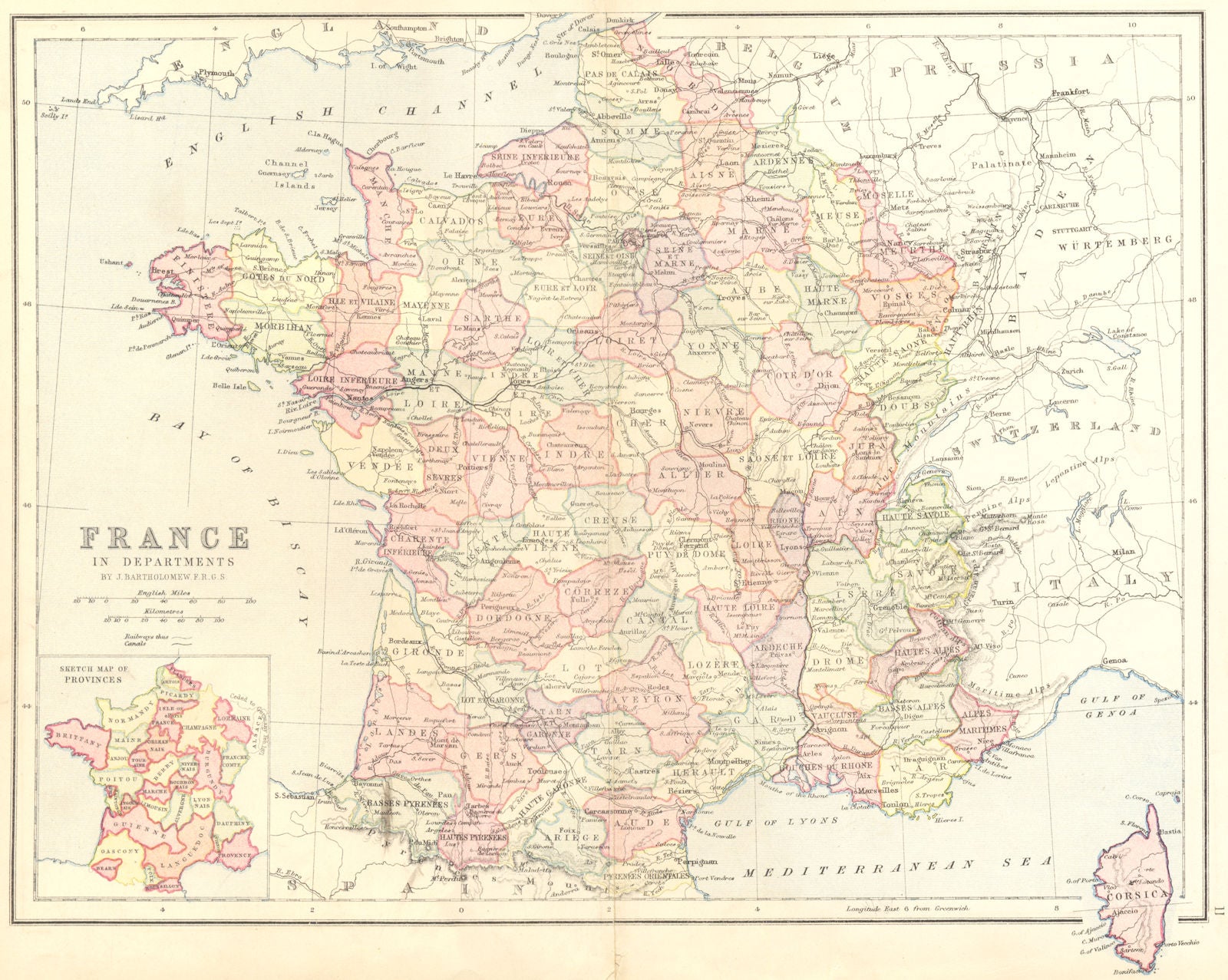 FRANCE. Departments 1870 old antique vintage map plan chart ...