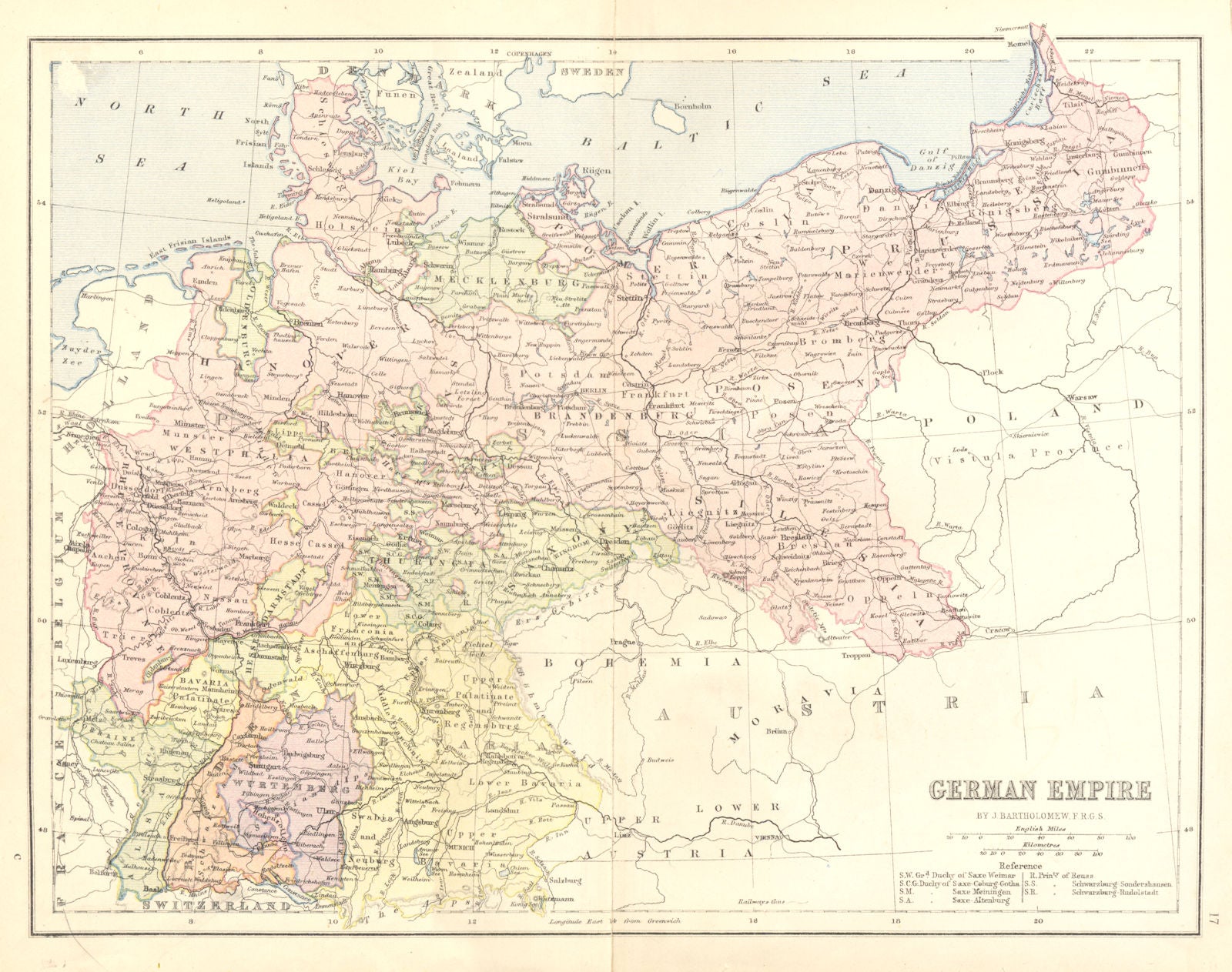 GERMANY. German Empire 1870 old antique vintage map plan chart ...