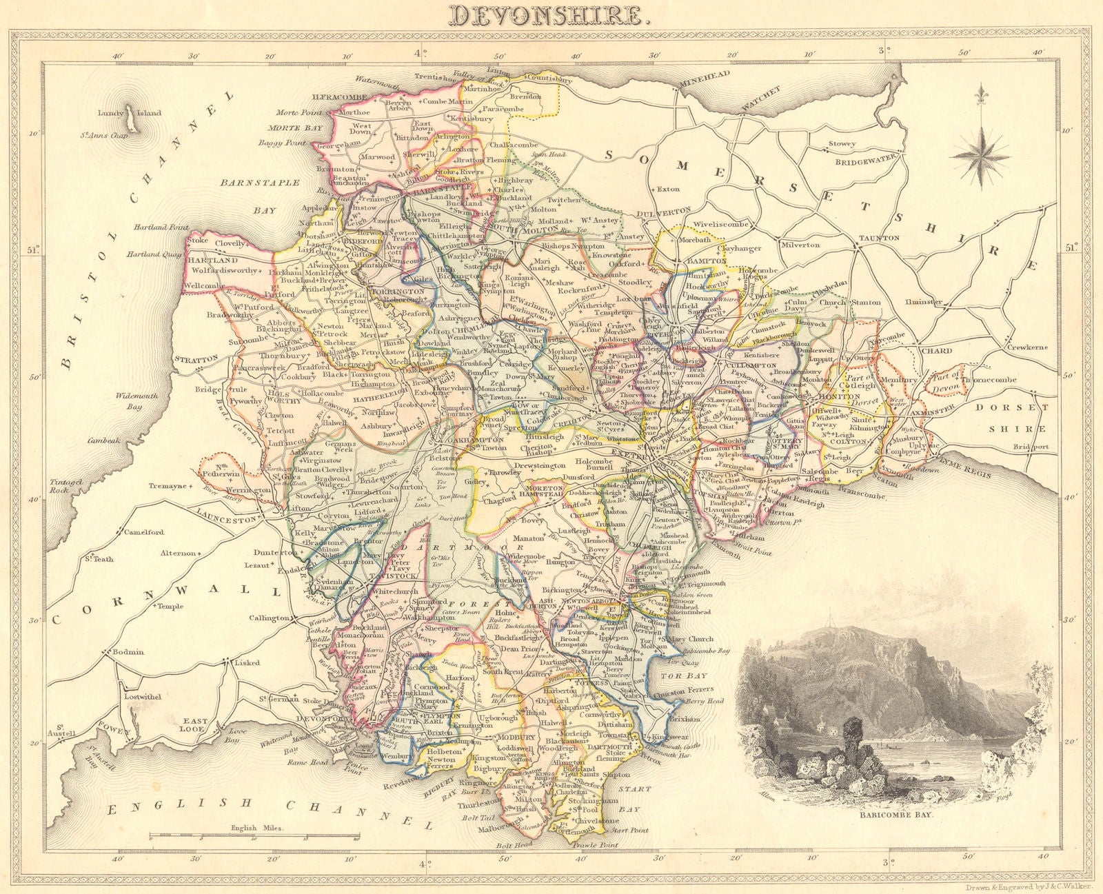 DEVON. Devonshire 1829 old antique vintage map plan chart ...