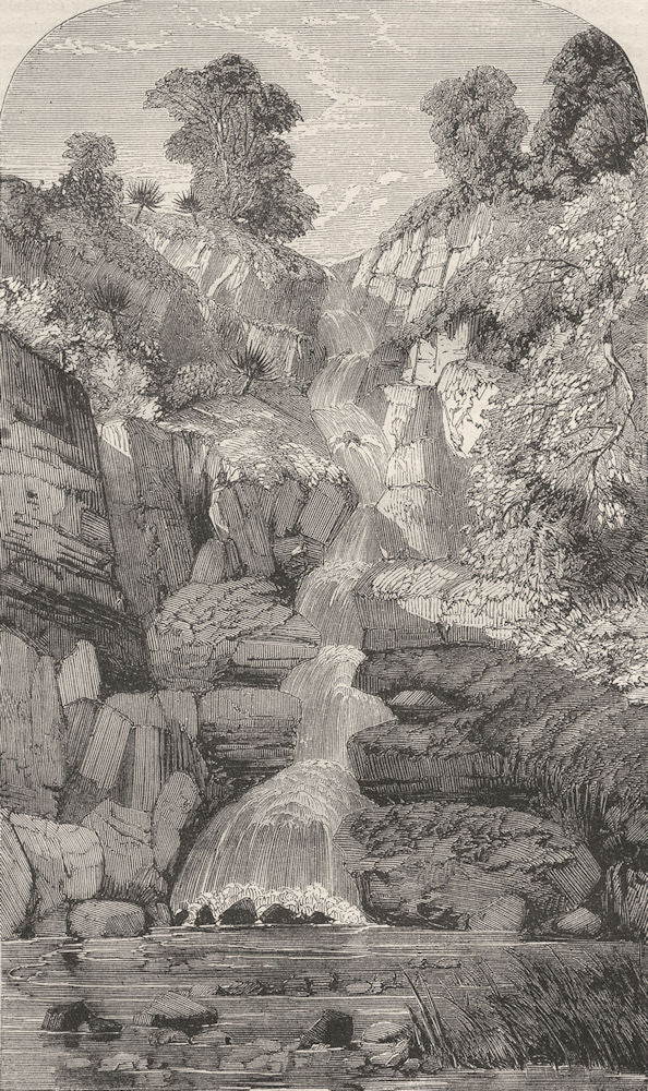ADELAIDE. Cascade at Greenhill Creek, south 1870 old antique print ...