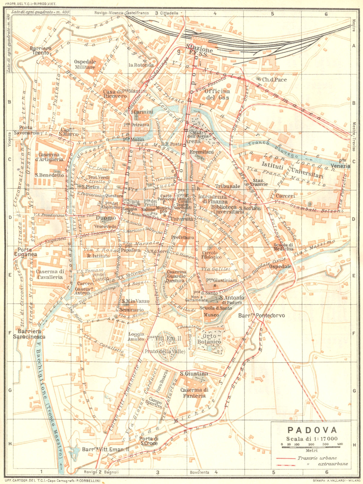 ITALY. Padova 1926 old vintage map plan chart – Antiquemapsandprints.com