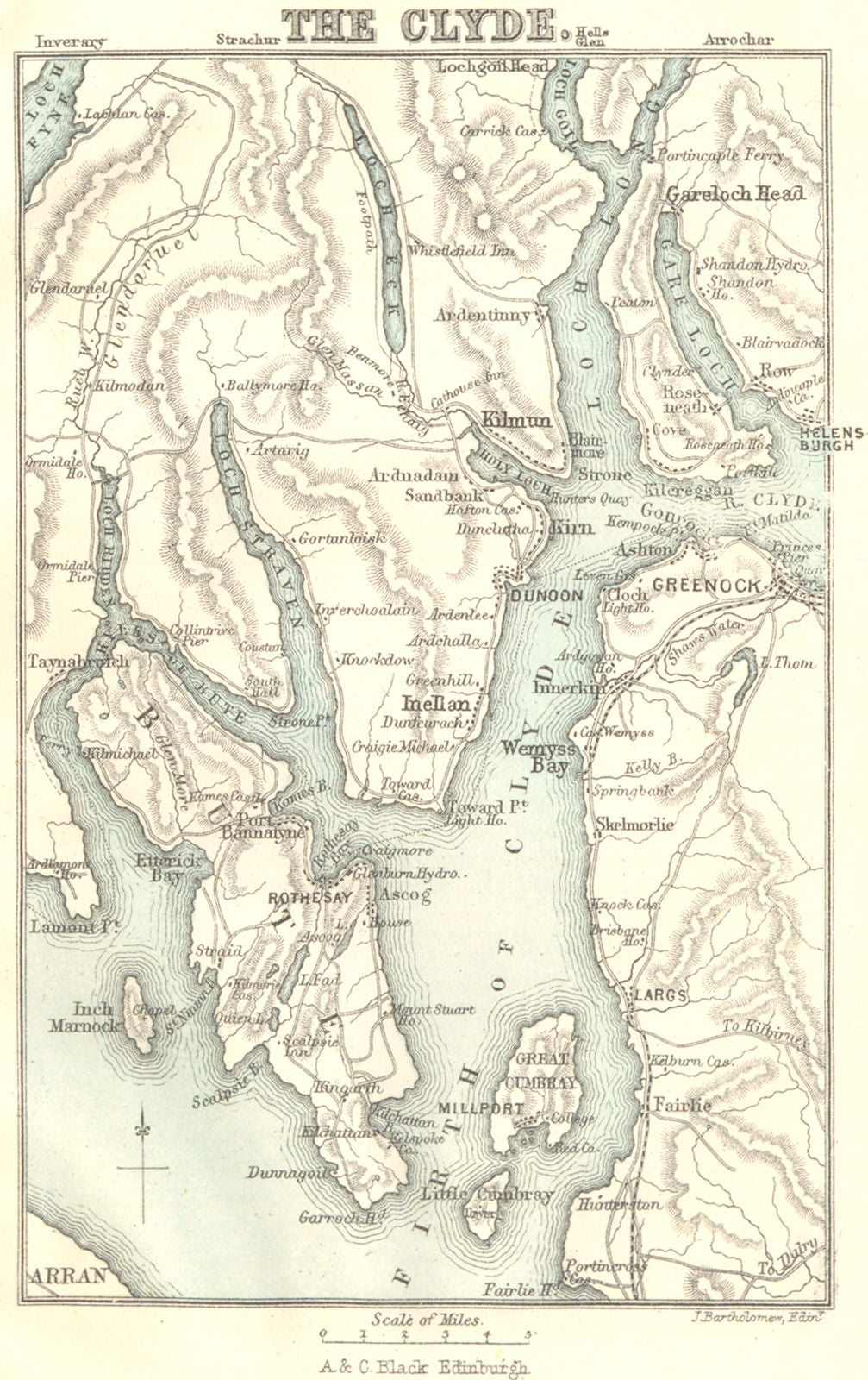 SCOTLAND. The Firth of Clyde 1887 old antique vintage map plan chart ...