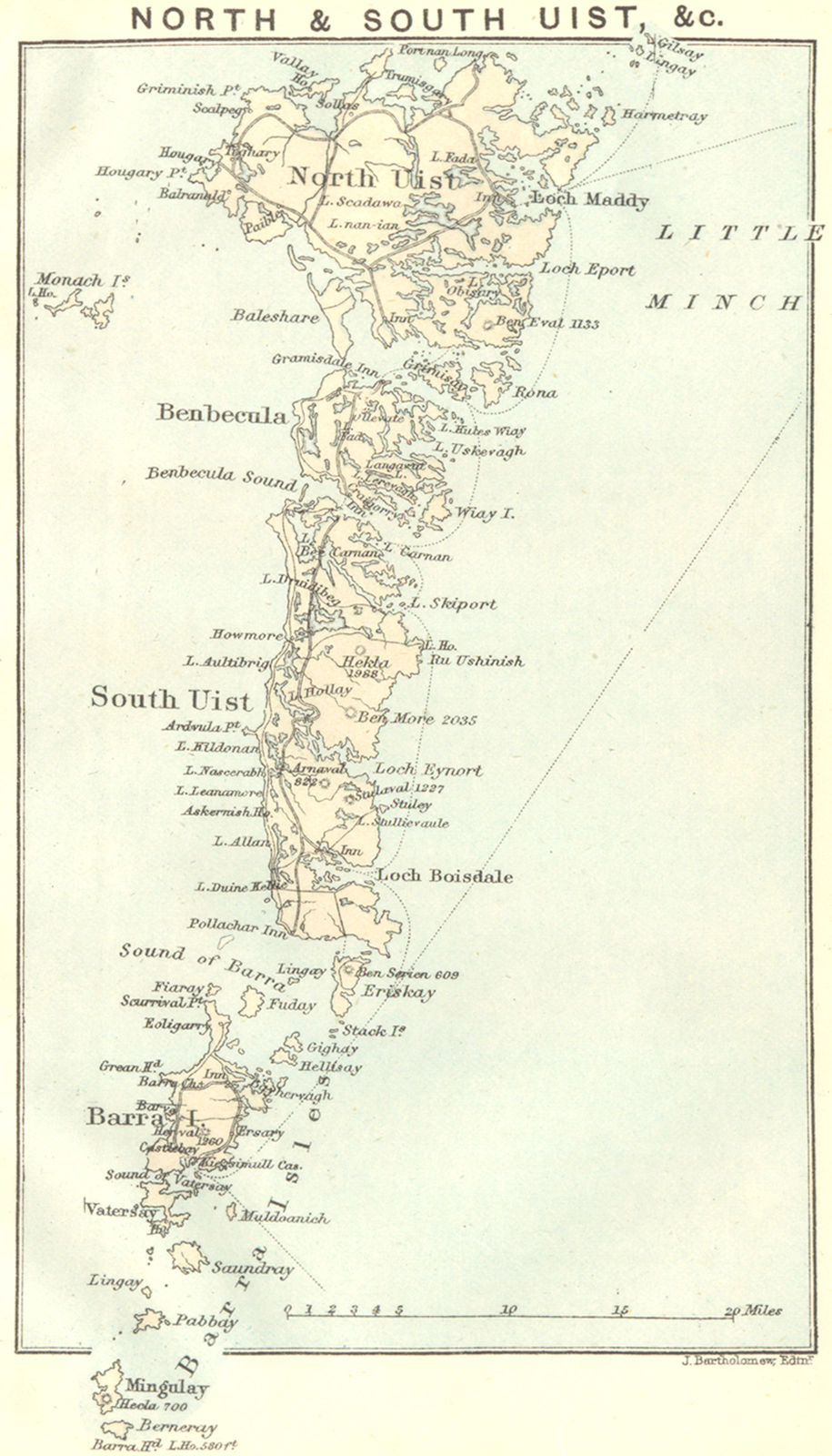 SCOTLAND. North & South Uist. Barra 1887 old antique vintage map plan ...