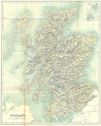 SCOTLAND. Tourist map. Roads Railways Footpaths. BARTHOLOMEW 1887 old ...