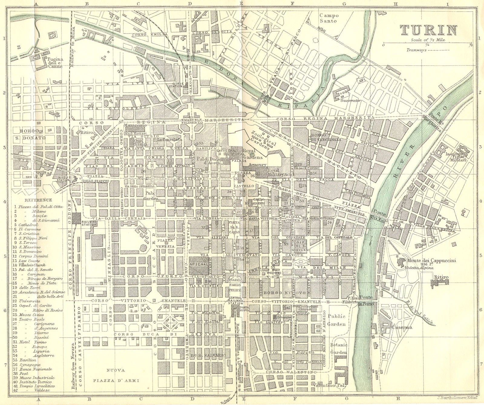 ITALY. Turin 1899 old antique vintage map plan chart ...