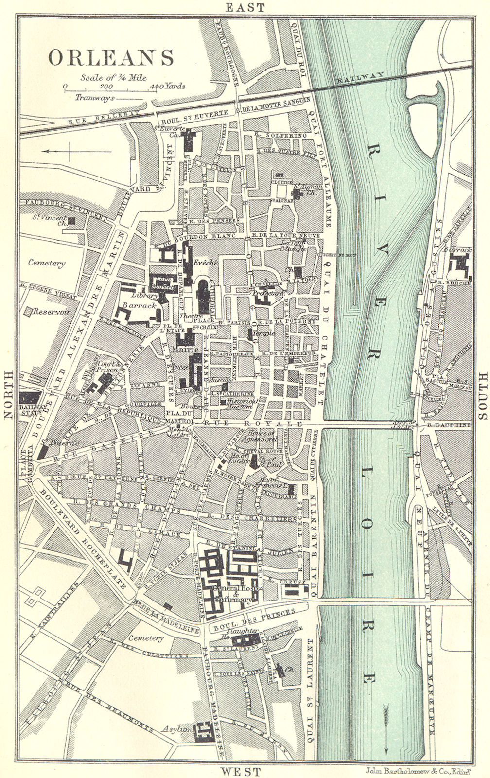 ORLEANS town/city plan de la ville. Loiret 1914 old antique map chart ...