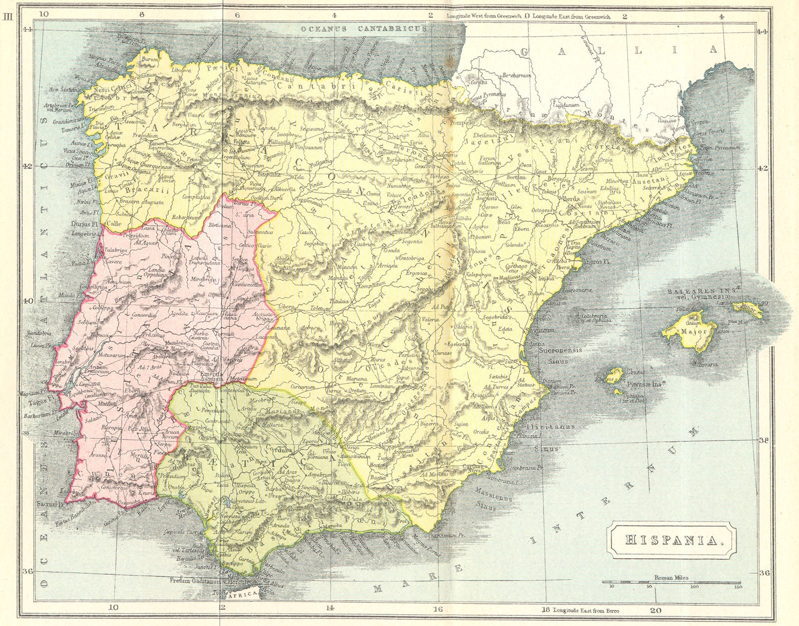 SPAIN. Hispania Roman 1908 old antique vintage map plan chart ...