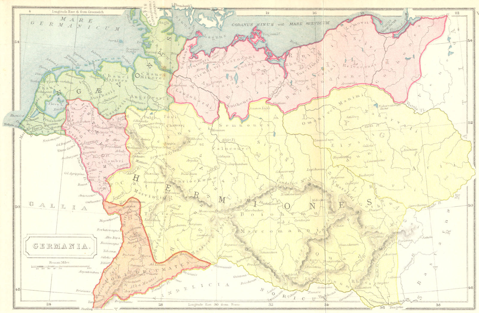GERMANY. Germania Roman 1908 old antique vintage map plan chart ...