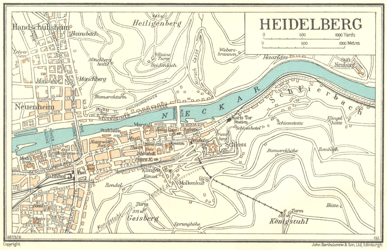 GERMANY. Heidelberg 1931 old vintage map plan chart ...
