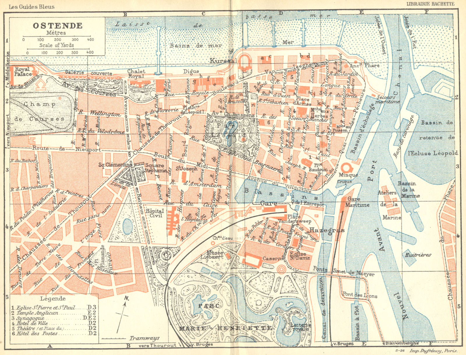 BELGIUM. Ostend Oostende Ostende. Town city ville plan carte map 1924 ...
