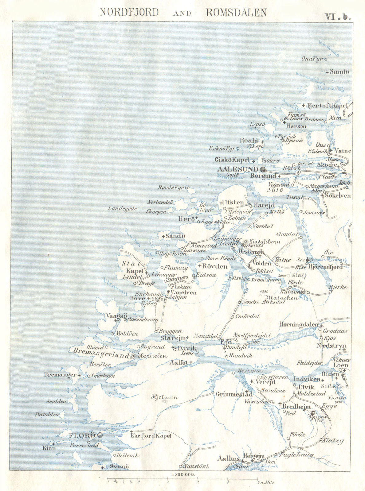 NORWAY. Nordfjord & Romsdalen. Alesund. Floro 1896 old antique map plan ...