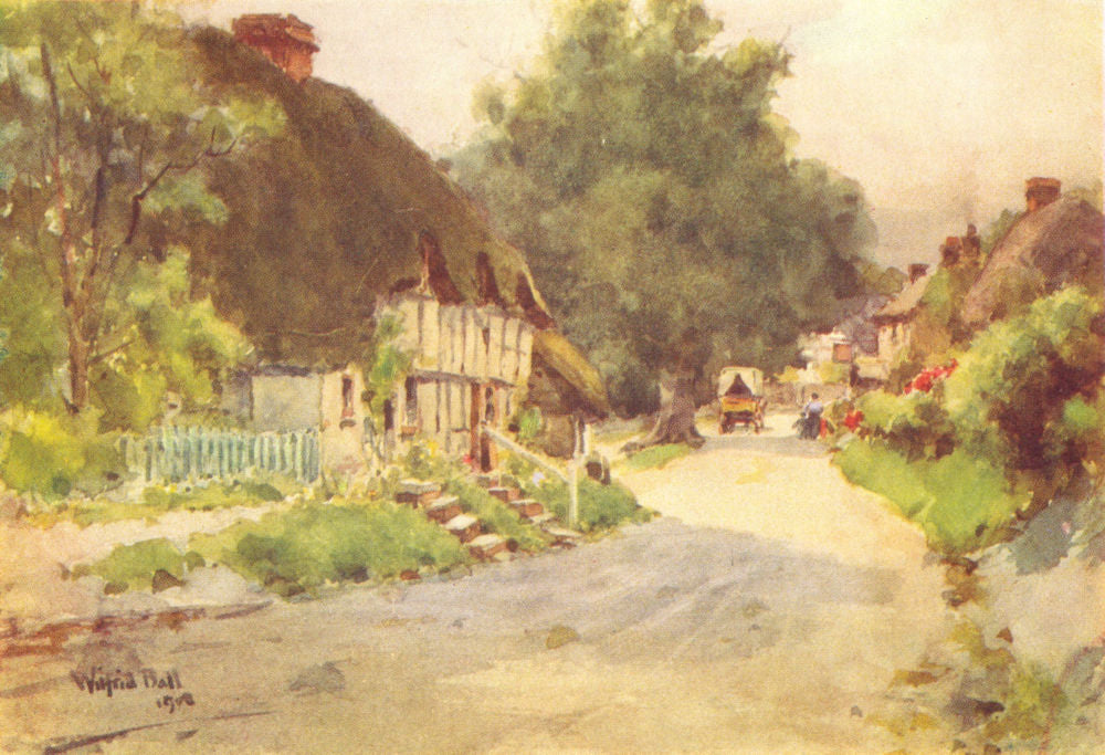 WHERWELL. attractive view of the village. HAMPSHIRE 1909 old antique ...