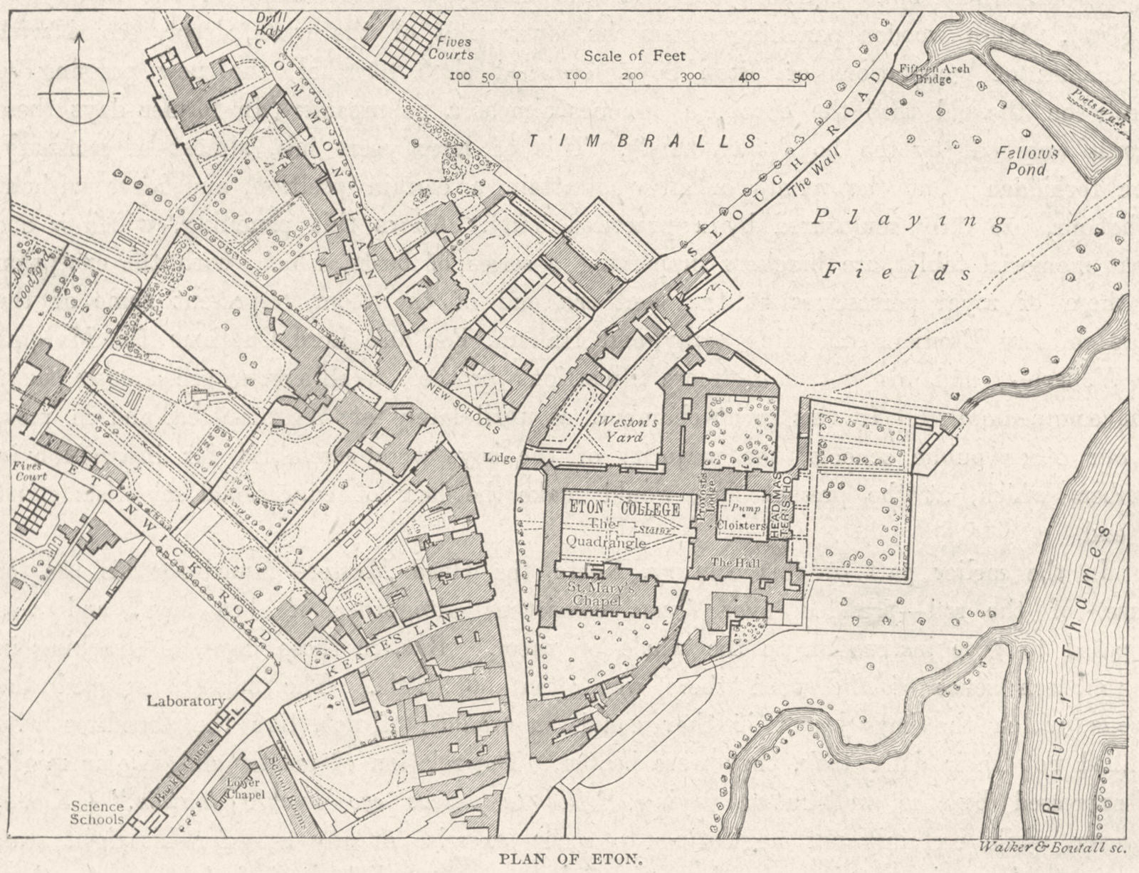 BERKS. Eton, sketch map 1898 old antique vintage plan chart ...