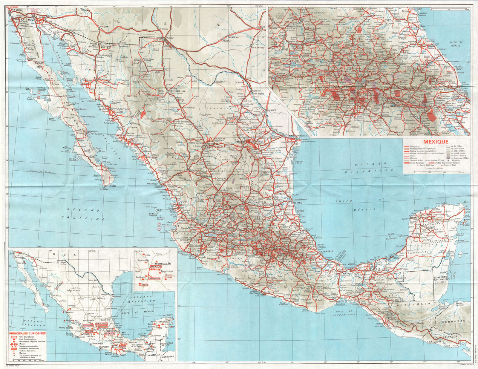 MEXICO showing roads & railways 1968 old vintage map plan chart ...