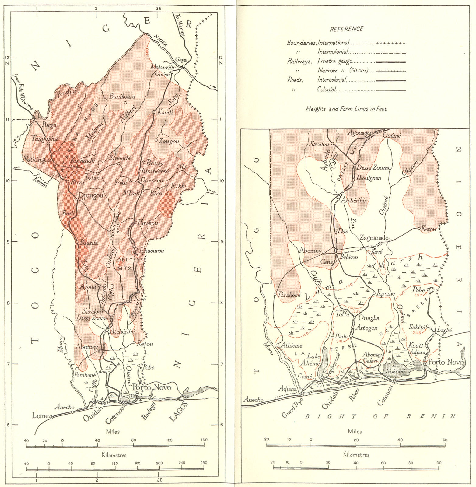 BENIN. Dahomey 1944 old vintage map plan chart – Antiquemapsandprints.com