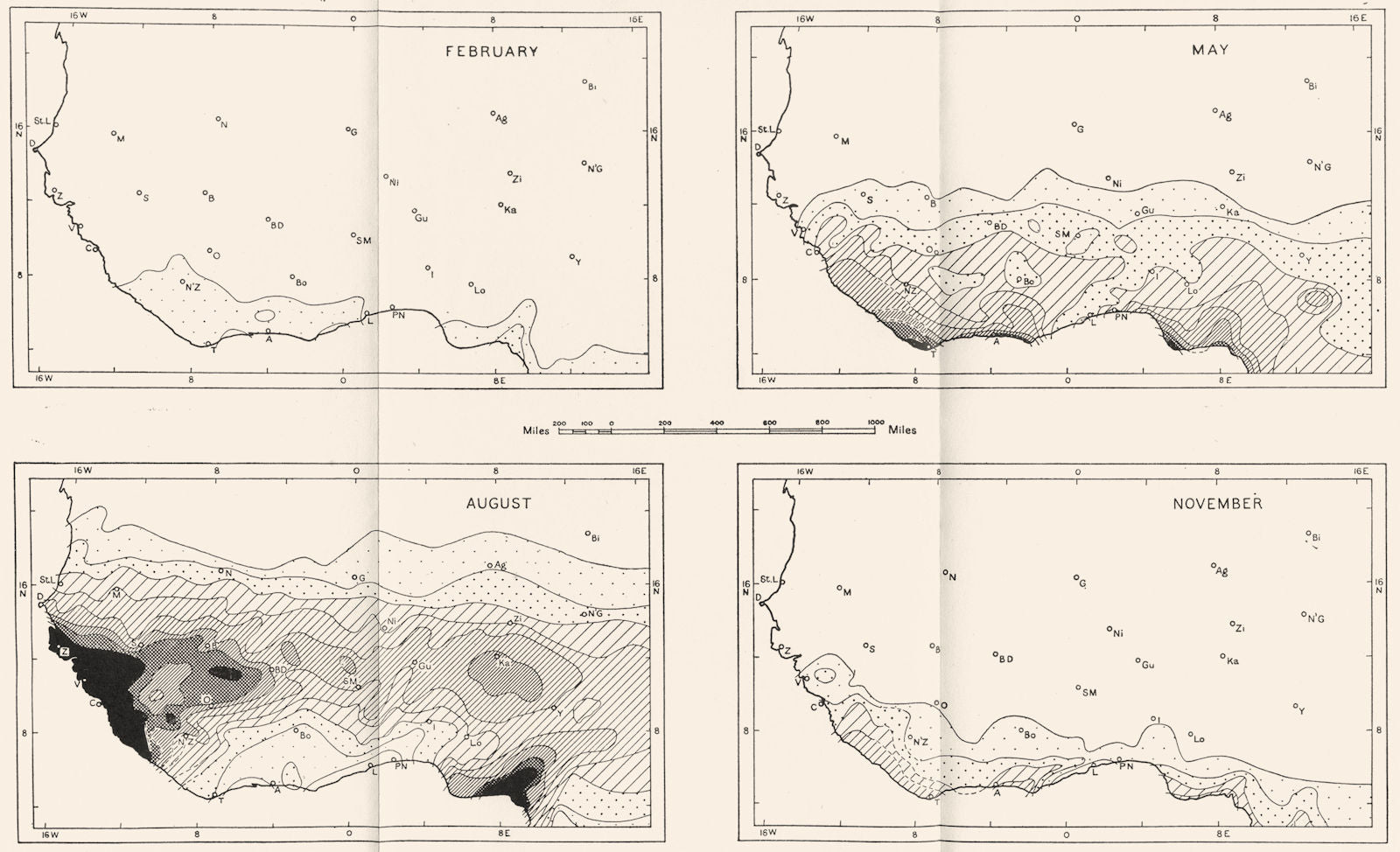 TOGO. Togo. Rainfall 1944 old vintage map plan chart ...