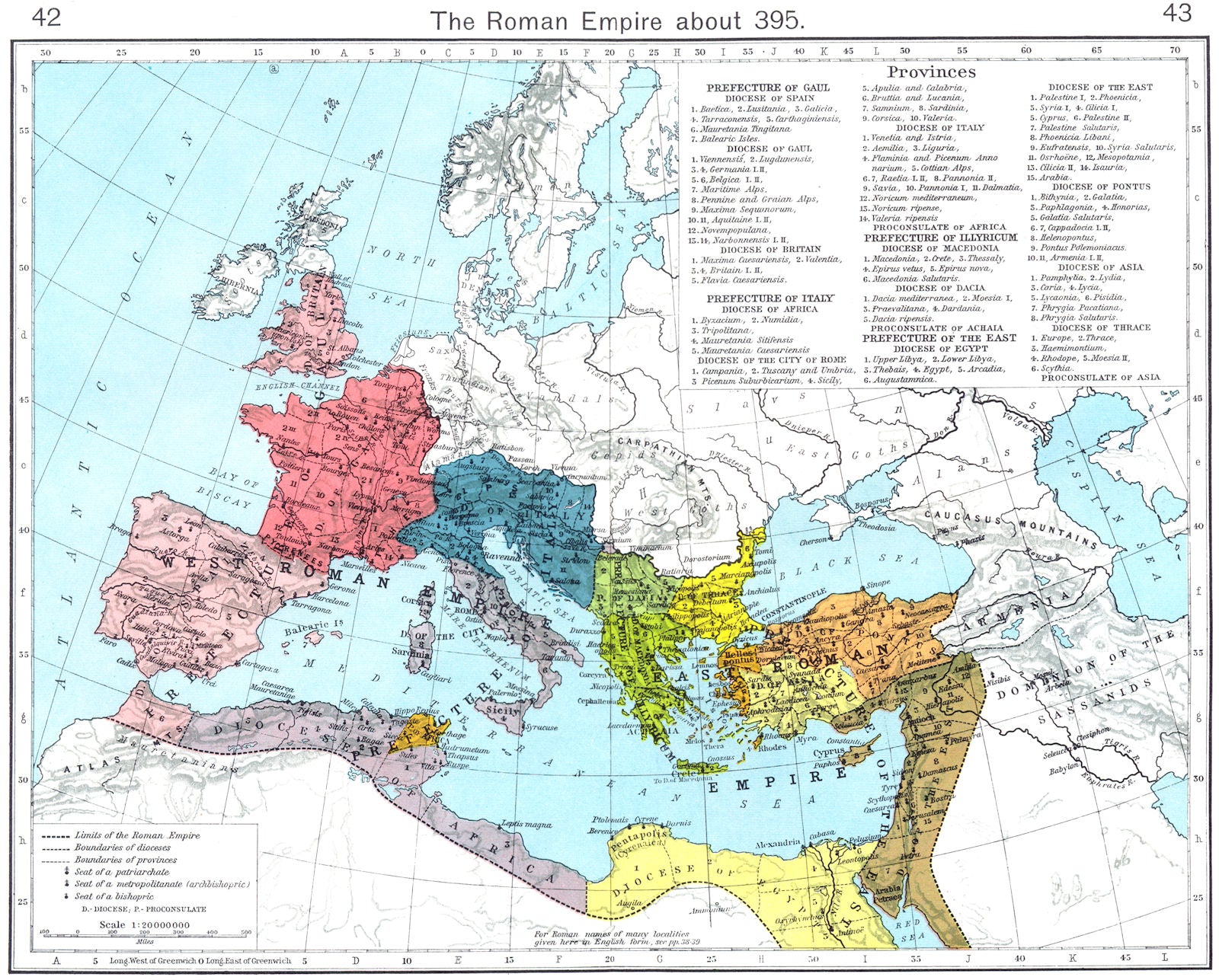 EUROPE. The Roman Empire about 395 1956 old vintage map plan chart ...