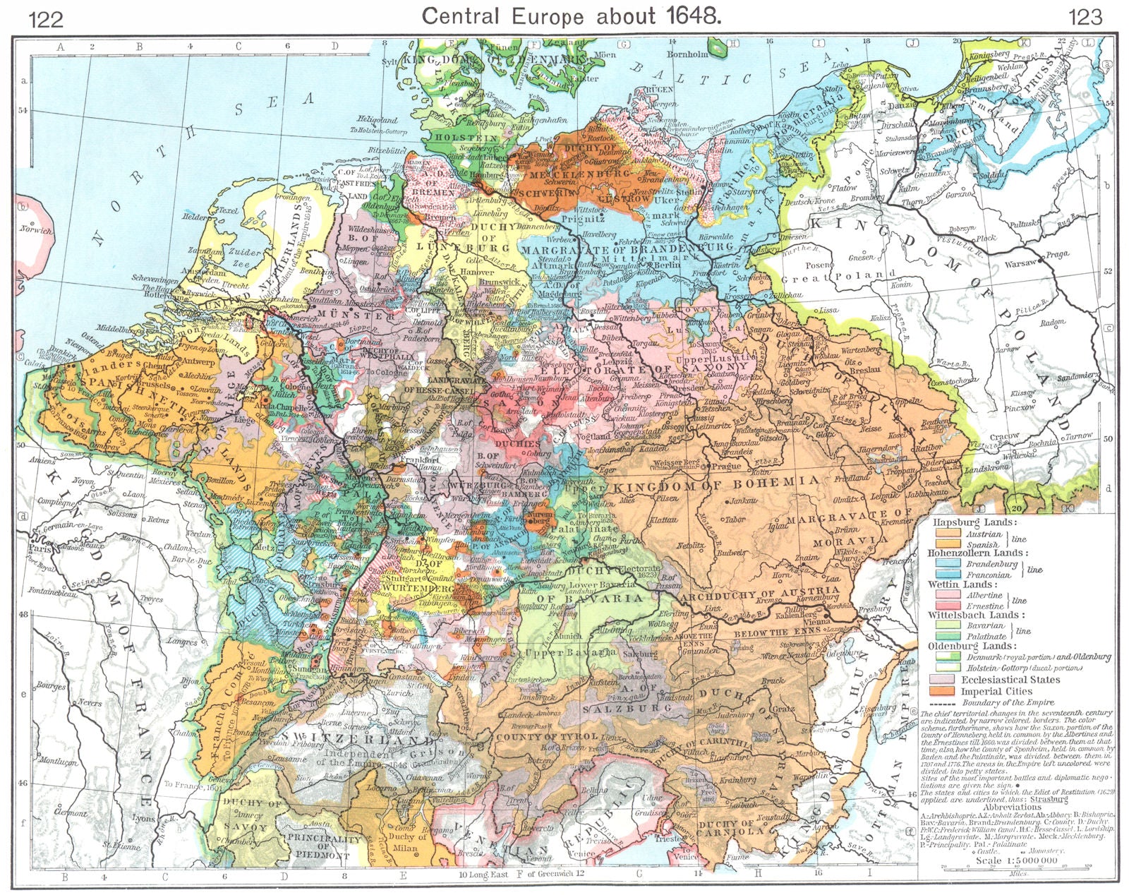 EUROPE. Central Europe about 1648 1956 old vintage map plan chart ...