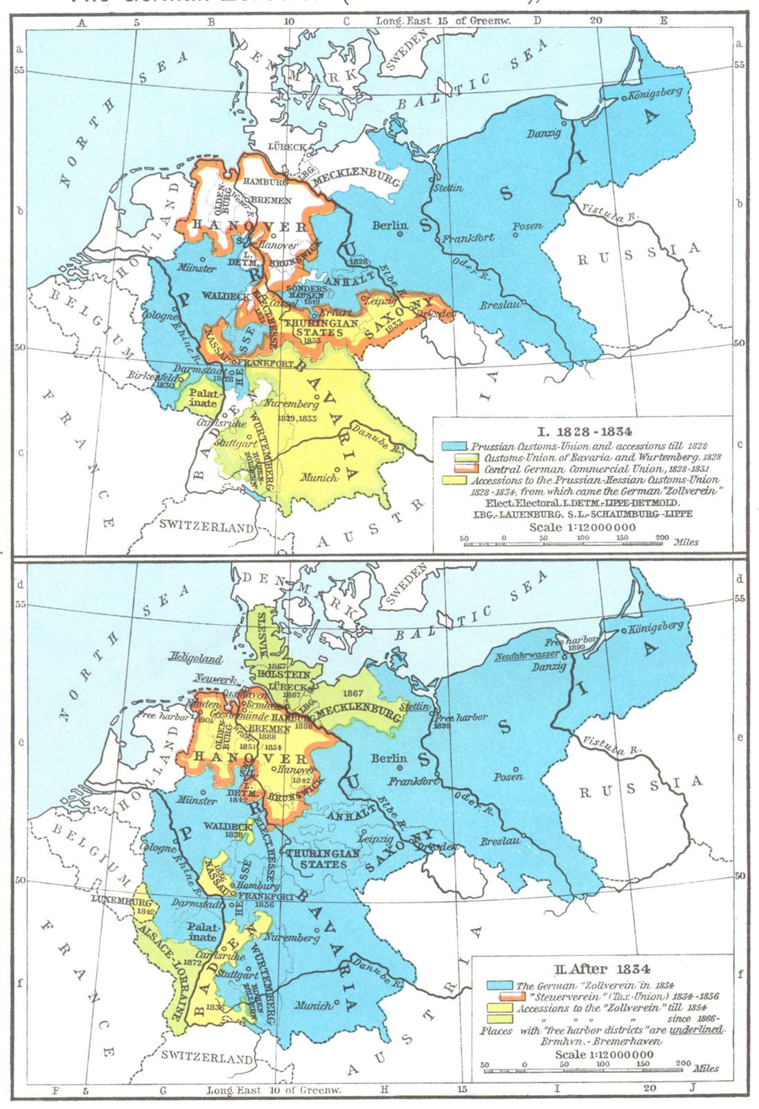 GERMANY. German Zollverein(Customs-Union)1828-1872. I-1834; II post ...