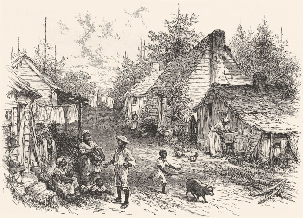 ALABAMA. The South. A Negro Village in Alabama 1891 old antique print ...