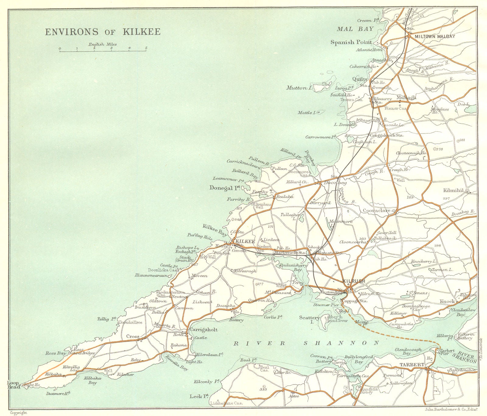 IRELAND. Environs of Kilkee 1906 old antique vintage map plan chart ...