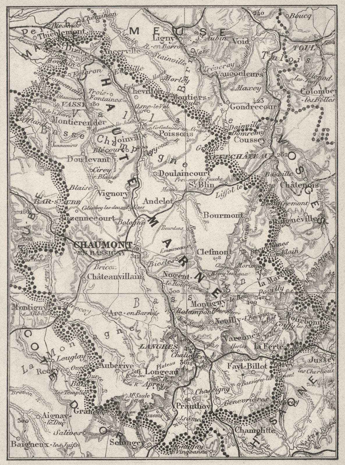 MARNE. Marne(Haute-) 1878 old antique vintage map plan chart ...
