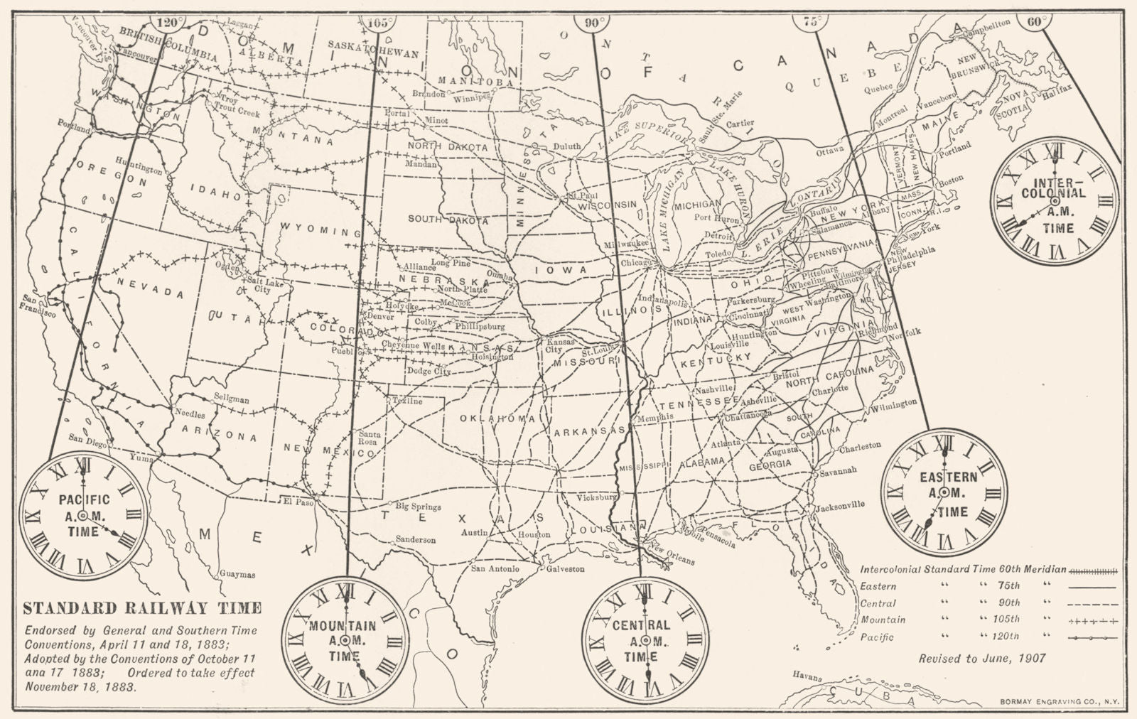 UNITED STATES Standard Railway Time. Inter-colonial Pacific Eastern &c ...