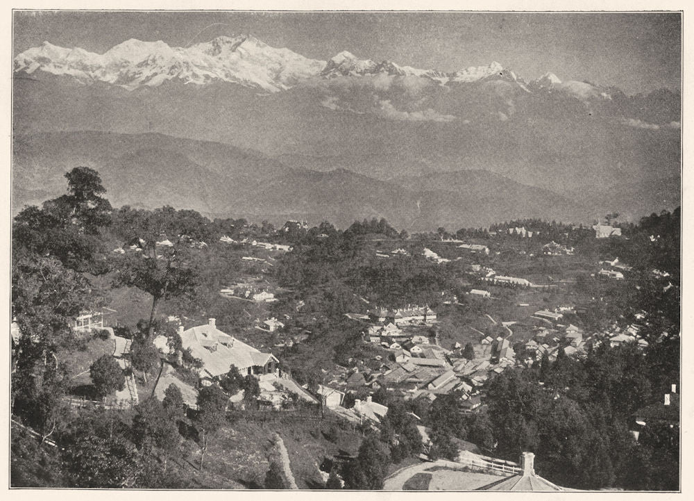 INDIA. Darjeeling, India, showing the Himalaya Mountains 1907 old print ...