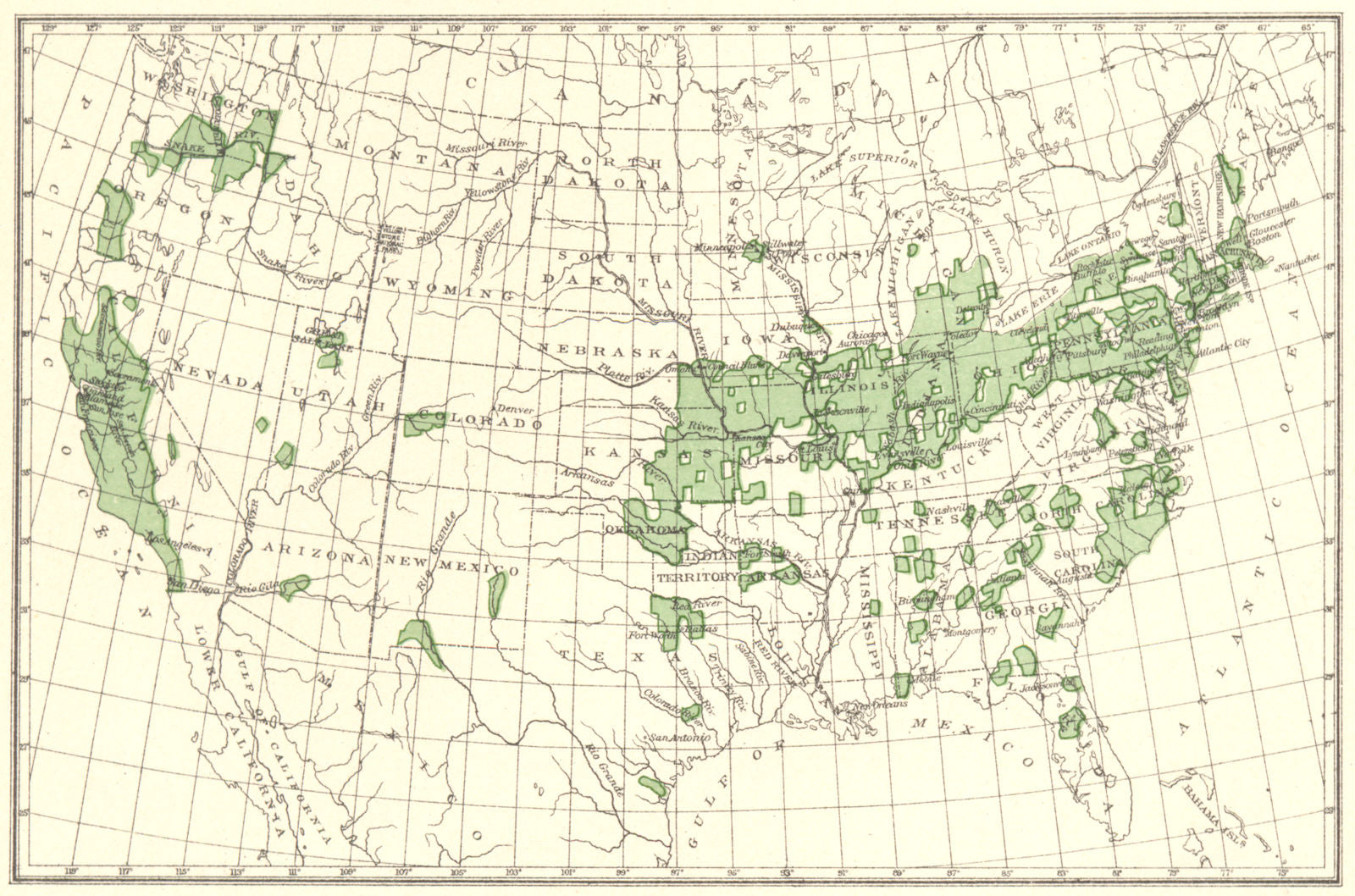 USA. Grapes principal regions of production. 1900 old antique map plan ...