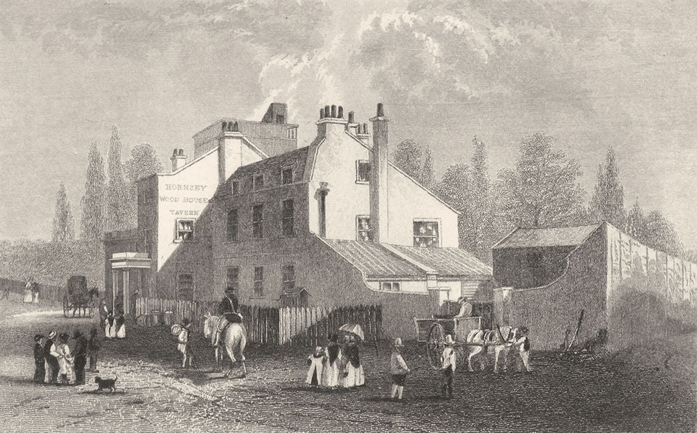 LONDON. Hornsey Wood House. DUGDALE 1845 old antique vintage print ...