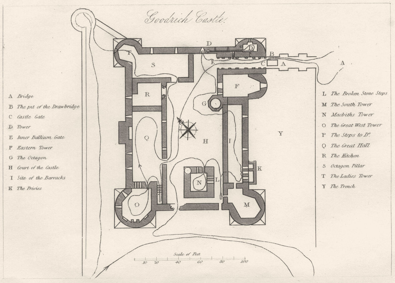 HEREFORDSHIRE. Goodrich Castle. DUGDALE 1845 old antique map plan chart ...
