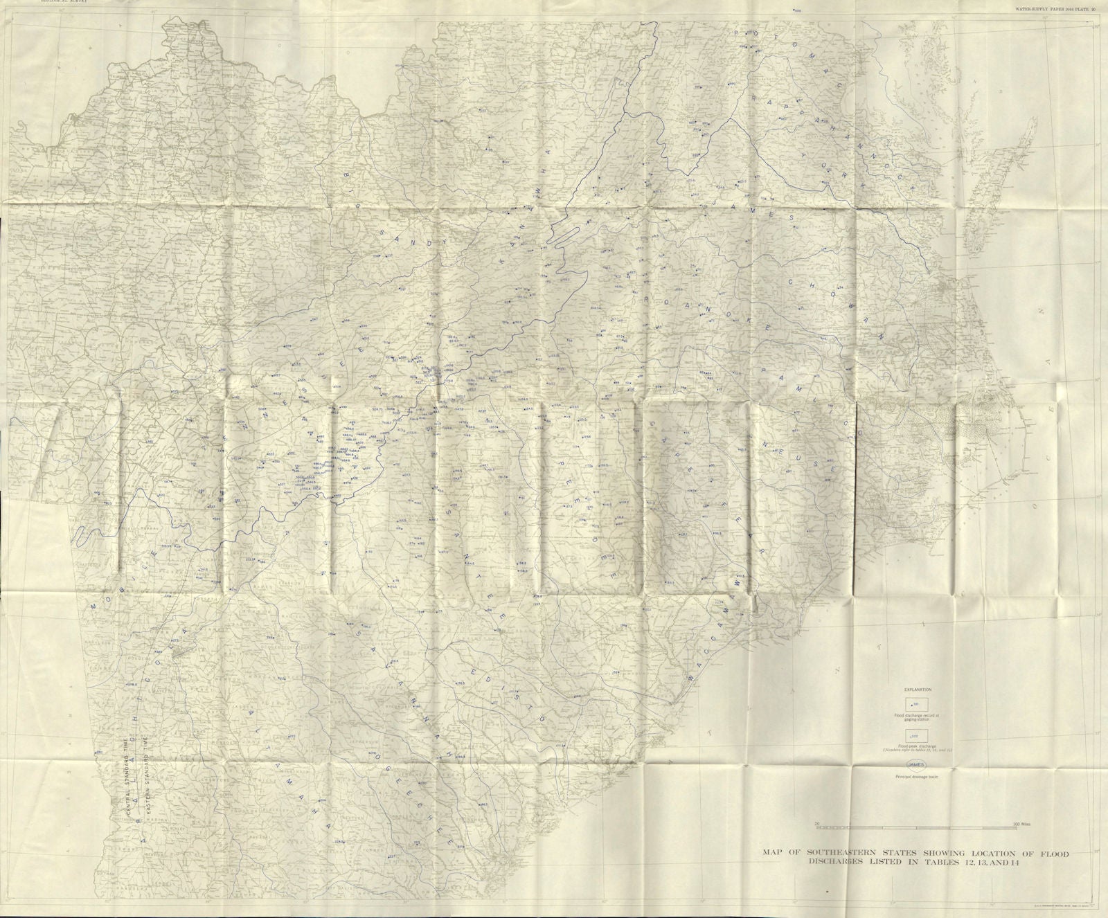 USA. August 1940 floods. Southeastern States. flood discharges 1948 old ...
