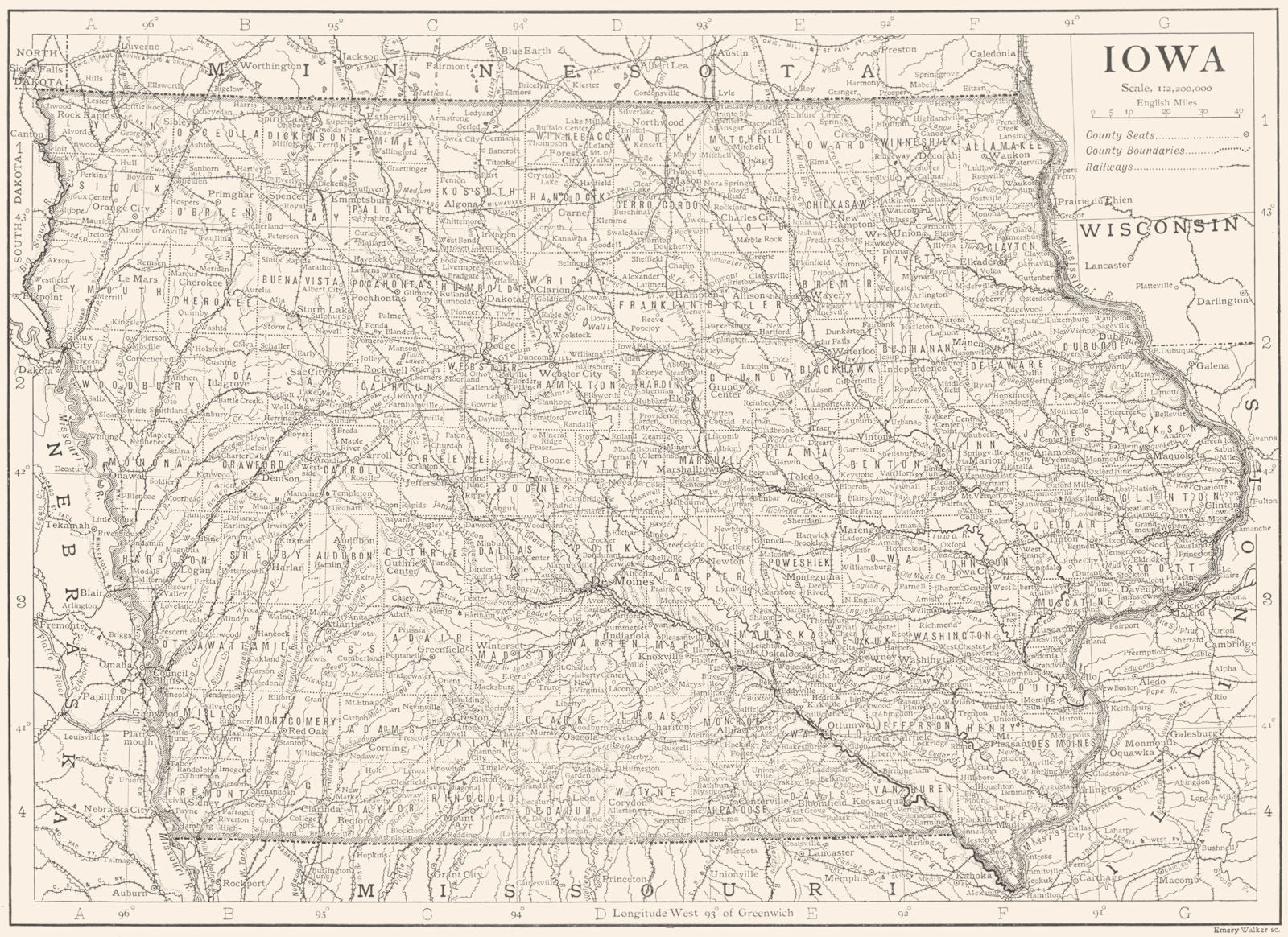 IOWA. Iowa 1910 old antique vintage map plan chart ...