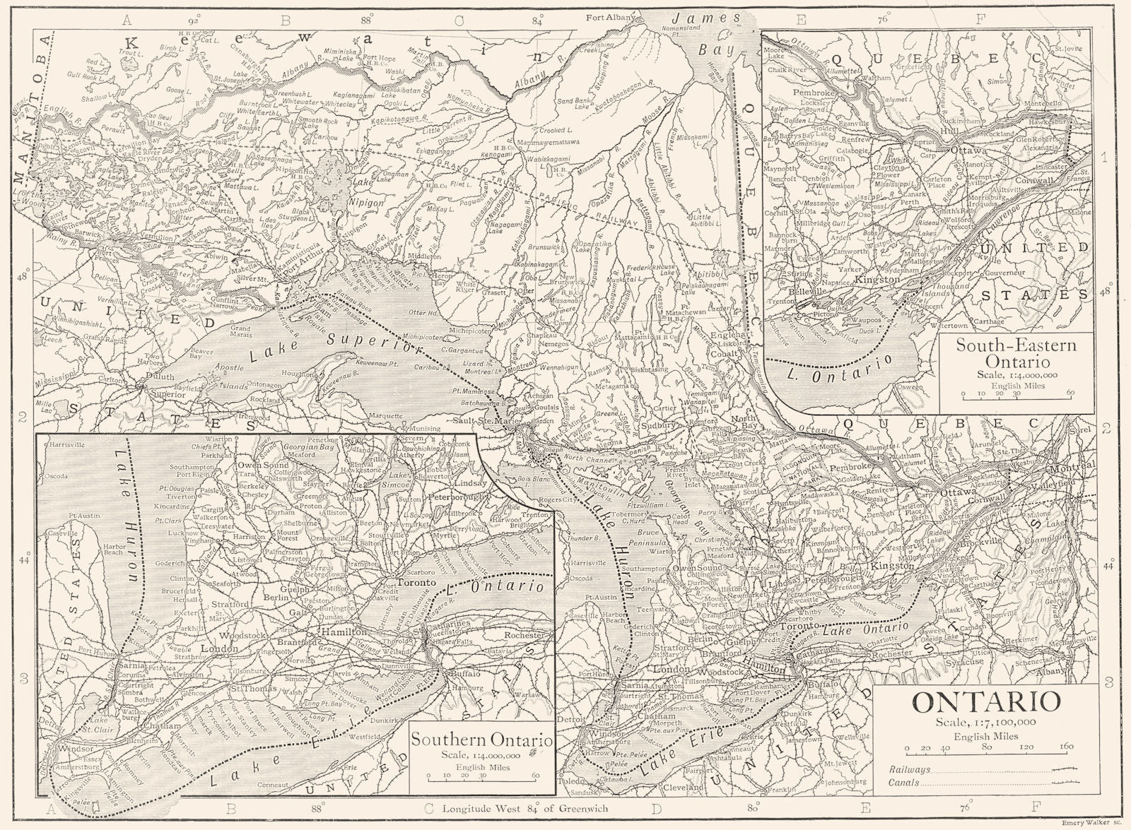 CANADA. Ontario; Inset Southern Ontario; South-Eastern Ontario 1910 old ...