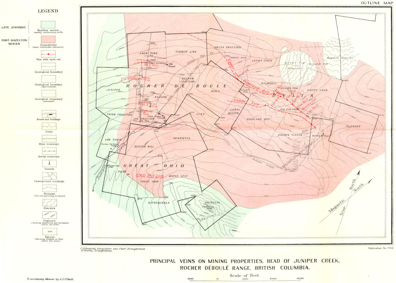 BRITISH COLUMBIA. Vein mines Juniper creek Rocher Deboule range geology ...