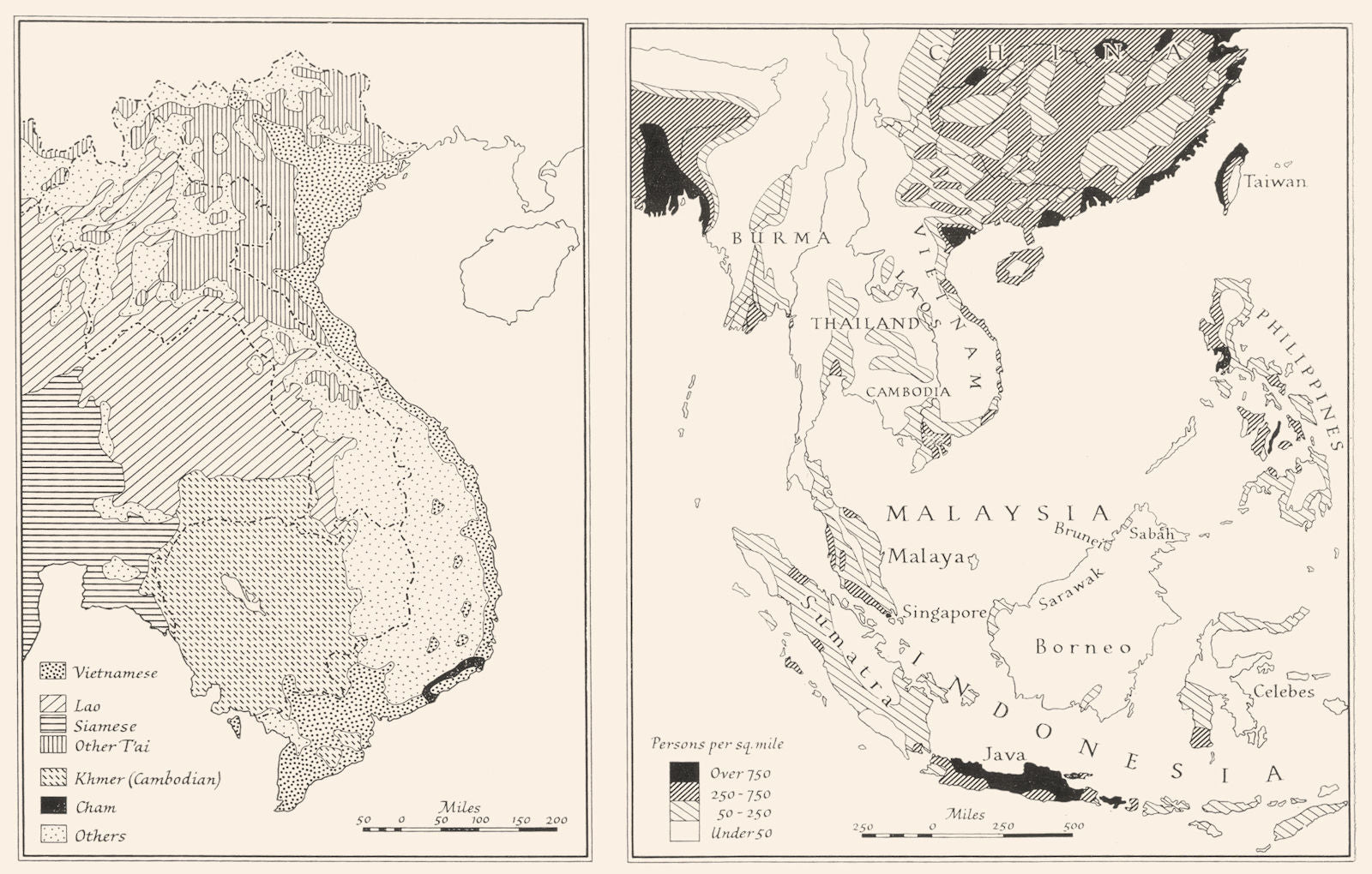 ASIA. Indochina. Linguistic; South-east Asia. population density. RGS ...