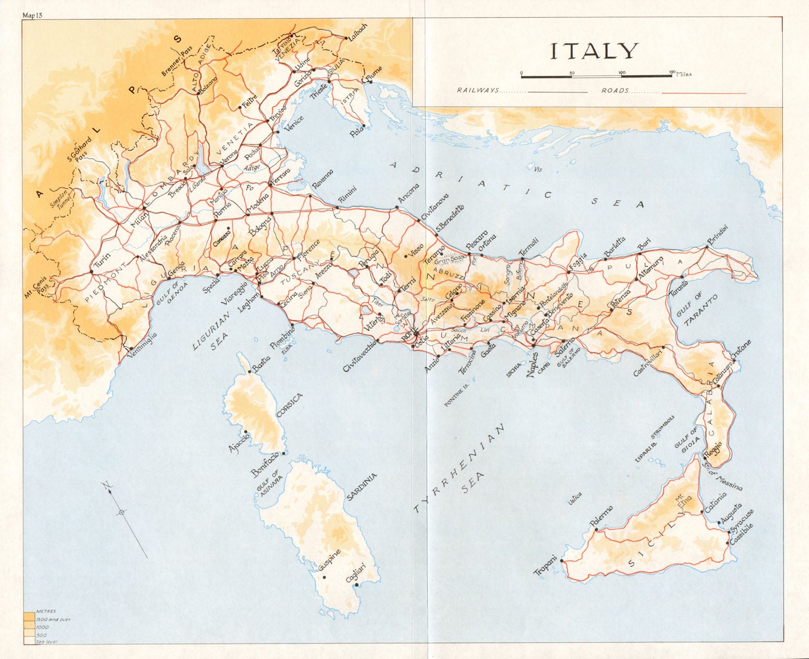 ITALY. The Breaking of the Rome-Berlin Axis. Italy 1973 old vintage map ...