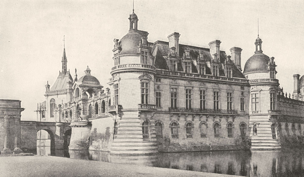 OISE. Le Chateau de Chantilly, vu du Parterre 1900 old antique print ...