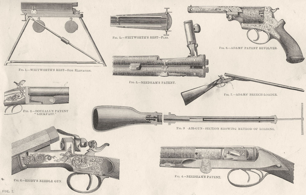 GUNS.Whitworth;Dougall Lockfast;Needham;Rigby;Adam Breech-loader ...