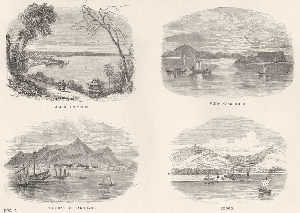 JAPAN. (Chief towns & ports) ; Jeddo, Tokyo; Hiogo; Bay of Hakodate ...