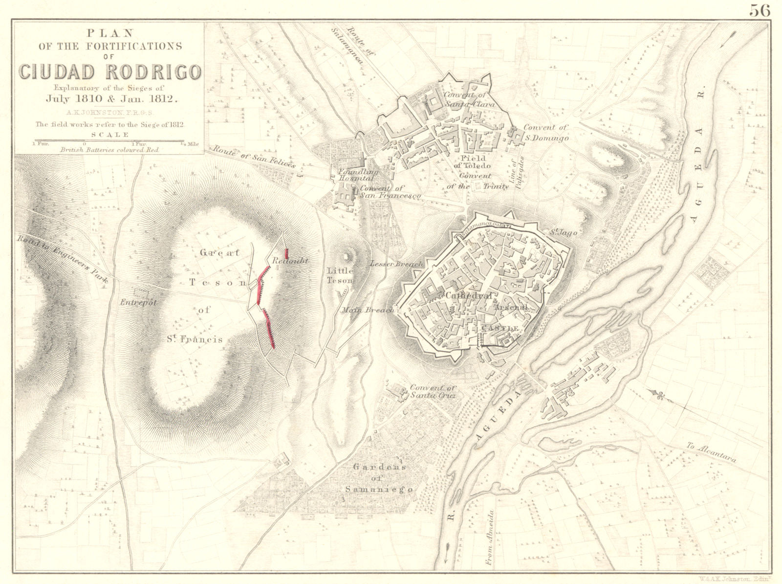 SIEGE OF CIUDAD RODRIGO. July 1810 & Jan 1812. Napoleonic Wars 1848 old ...