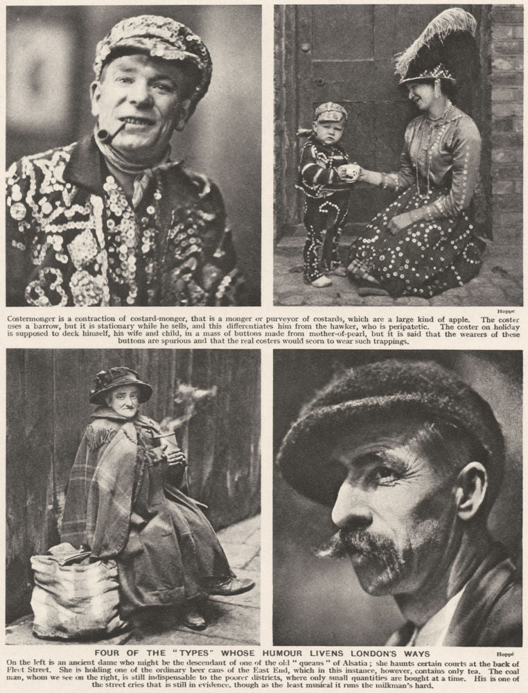 LONDON. 4 types whose humour livens London's ways. Costermongers 1926 ...