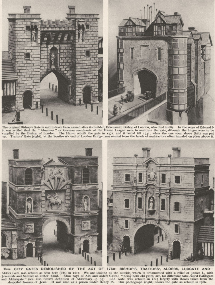 LONDON CITY GATES.Demolished act 1760. Bishop's Traitors', Alders ...
