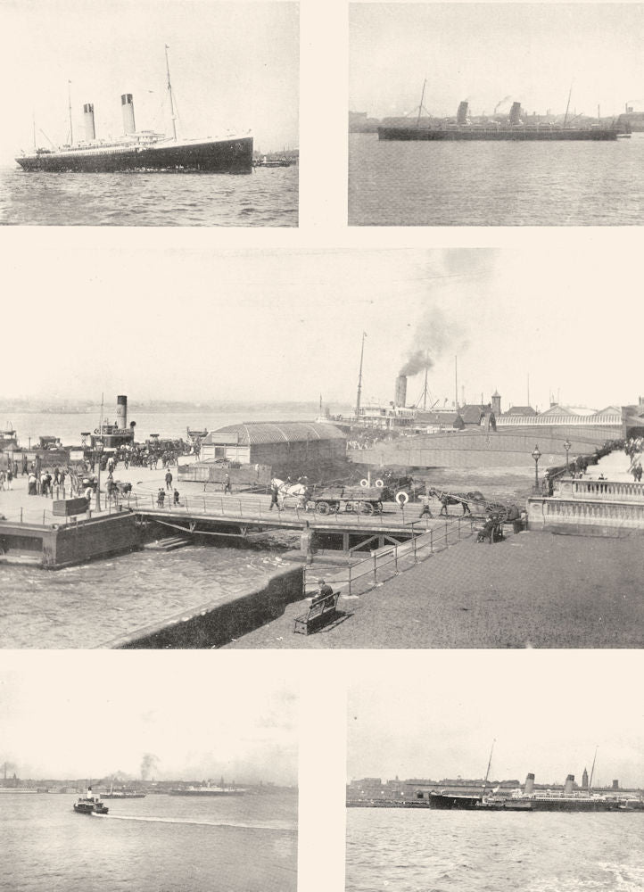 LIVERPOOL. RMS Oceanic on the Mersey; RMS Lucania RMS Teutonic 1900 old ...