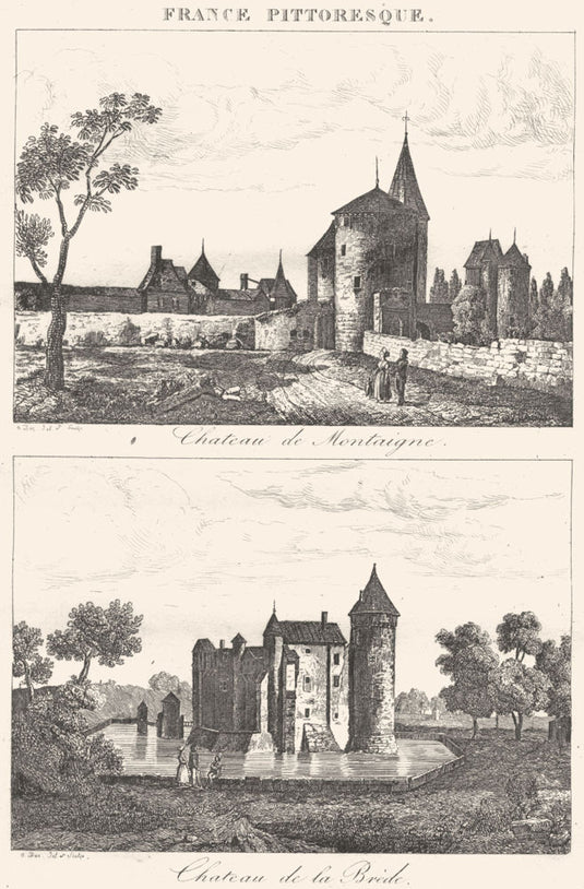 GIRONDE. Chateau Montaigne; Brède 1835 old antique vintage print ...