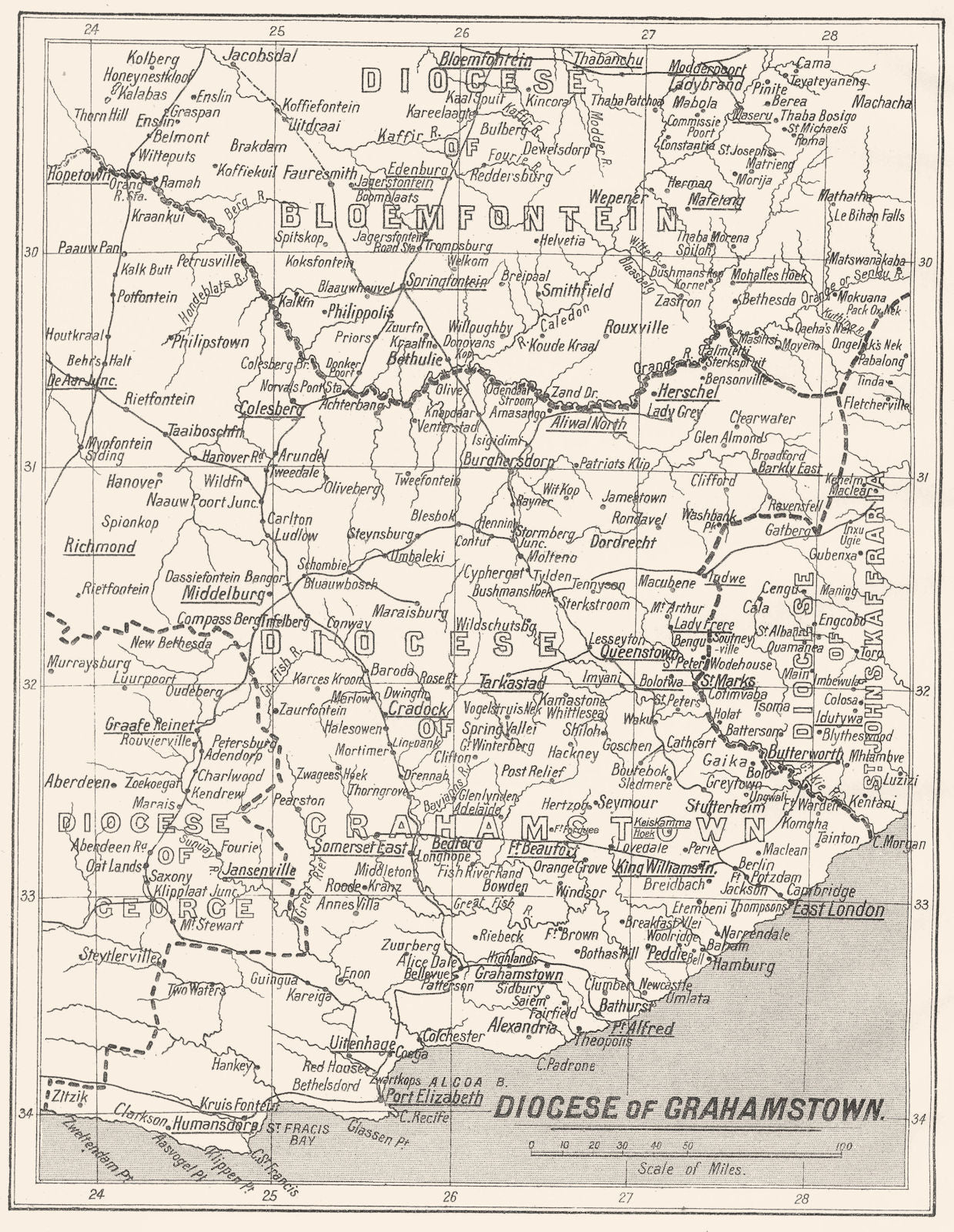 SOUTH AFRICA. Diocese of Grahamstown; Mission stations Anglican 1922 ...